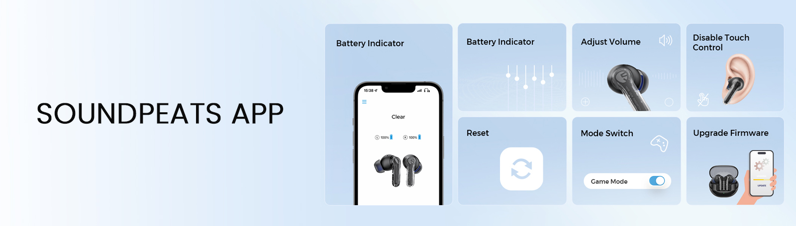 SoundPEATS Clear Wireless Earbuds with Dual Mic
